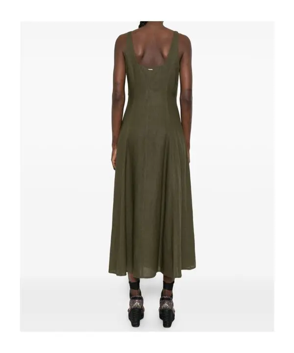 TWINSET Square Neck Midi Dress With Fixed Shoulder Straps