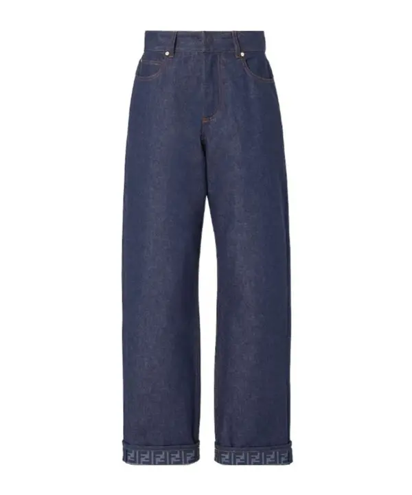 Fendi Ff Reverse Straight-leg Jeans - Navy Blue