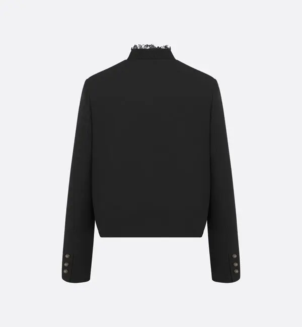 Dior Cropped Jacket With Lace Trim - Black