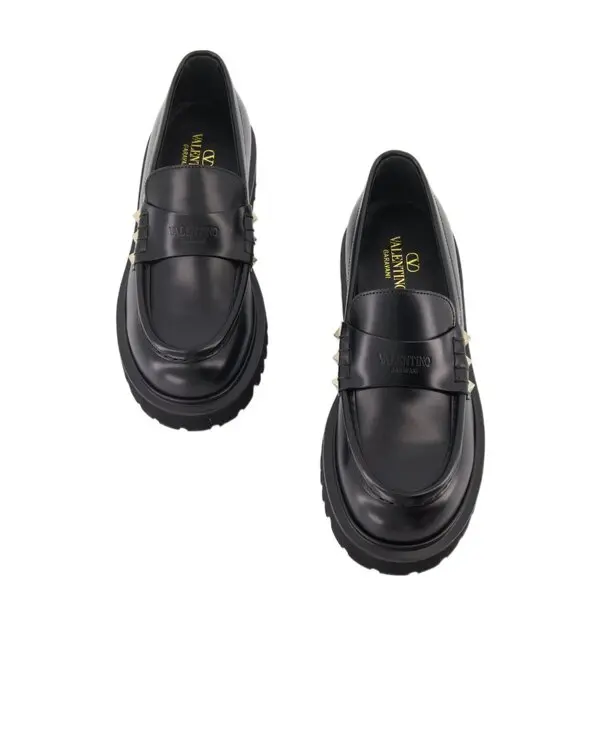 Valentino Garavani Rockstud Slip-on Loafers With Embossed Logo And Rivet Details
