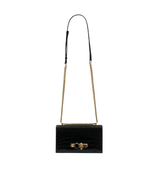 Alexander McQueen Jewelled Satchel Crossbody Bag - Black