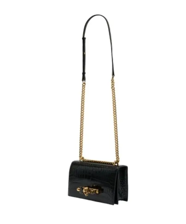 Alexander McQueen Jewelled Satchel Crossbody Bag - Black