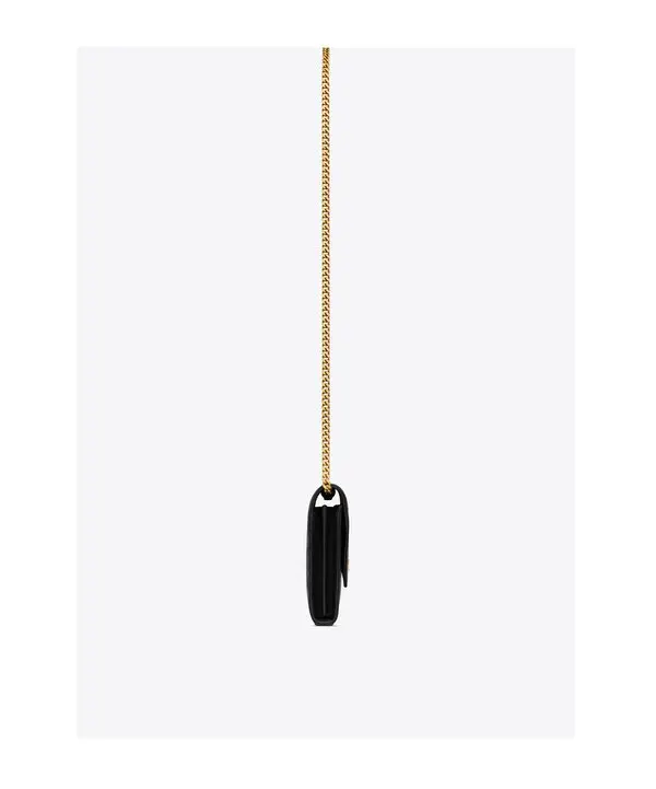 Saint Laurent Cassandre Matelassé Chain Wallet - Black