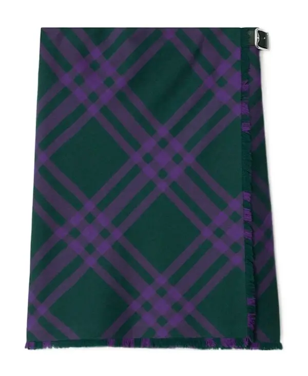 Burberry Vintage Checked Frayed-edge Skirt - Green