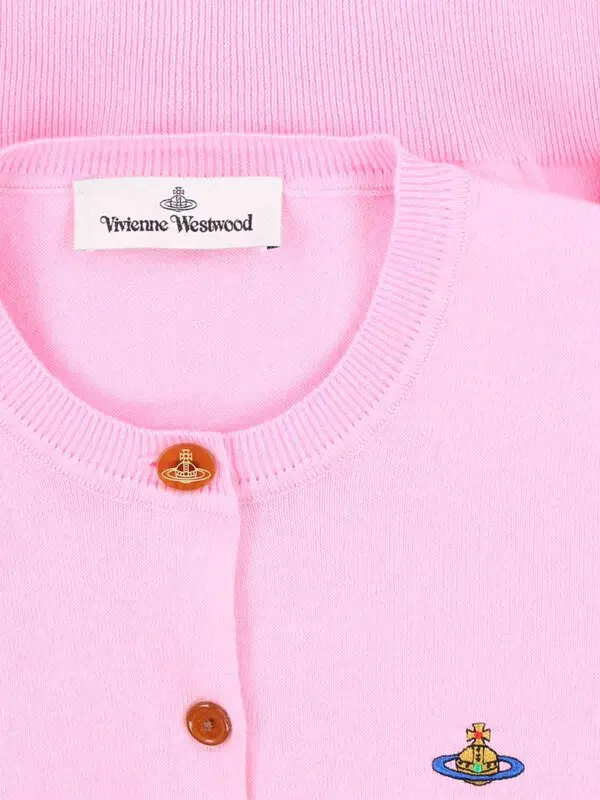 VIVIENNE WESTWOOD Orb Embroidered Knitted Cardigan - Pink
