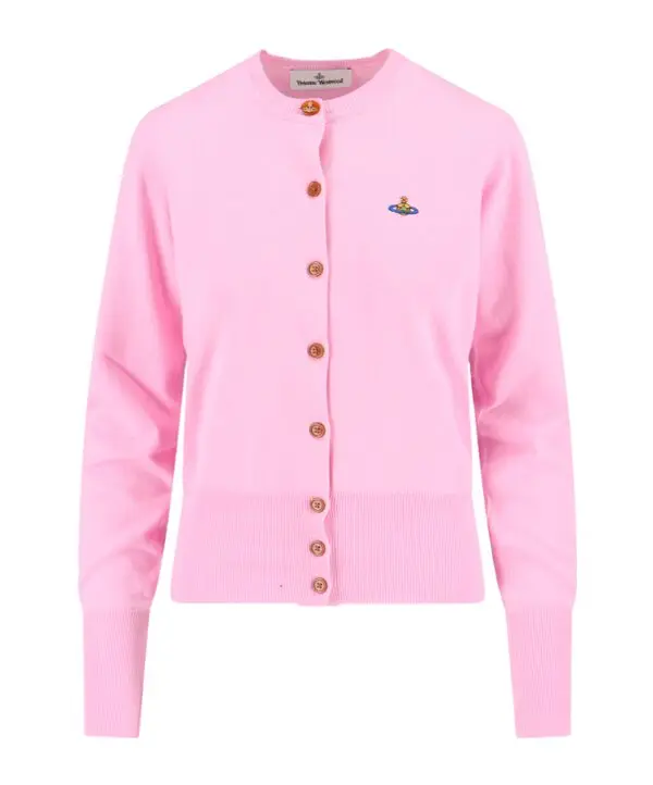 VIVIENNE WESTWOOD Orb Embroidered Knitted Cardigan - Pink