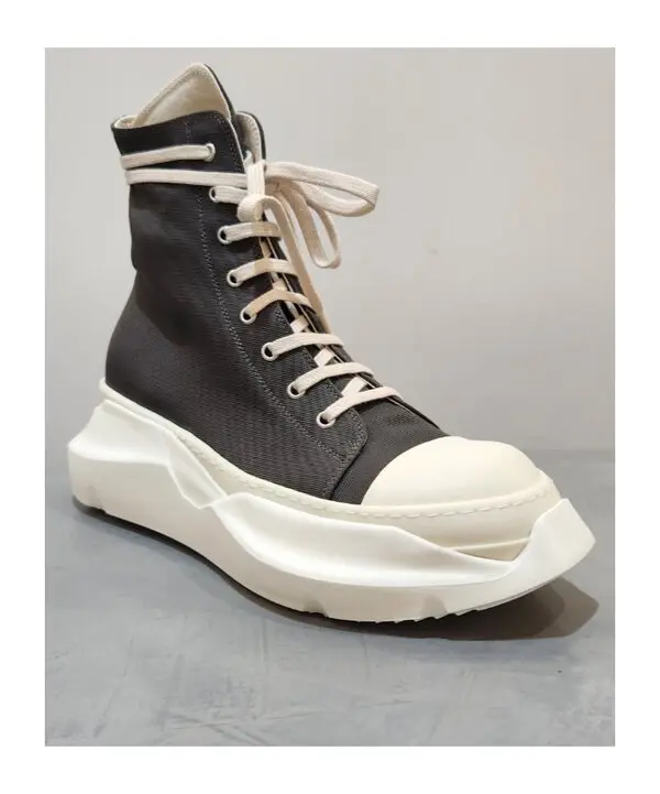 Rick Owens High Top Canvas Sneakers With Side Zipper And Tie Fastening