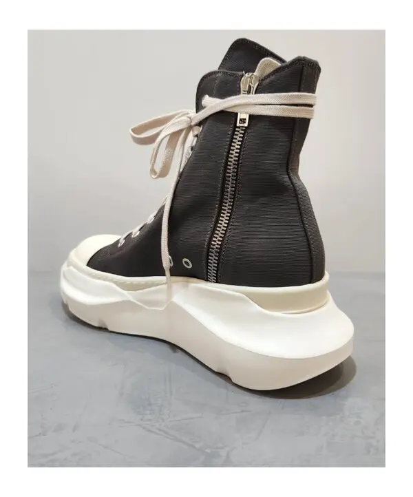 Rick Owens High Top Canvas Sneakers With Side Zipper And Tie Fastening