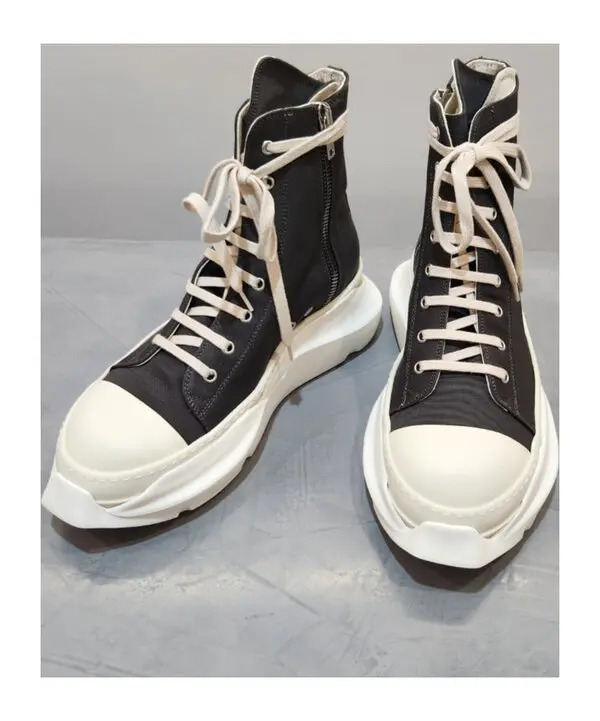Rick Owens High Top Canvas Sneakers With Side Zipper And Tie Fastening