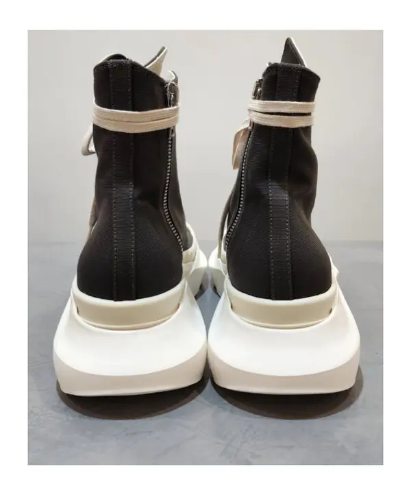 Rick Owens High Top Canvas Sneakers With Side Zipper And Tie Fastening