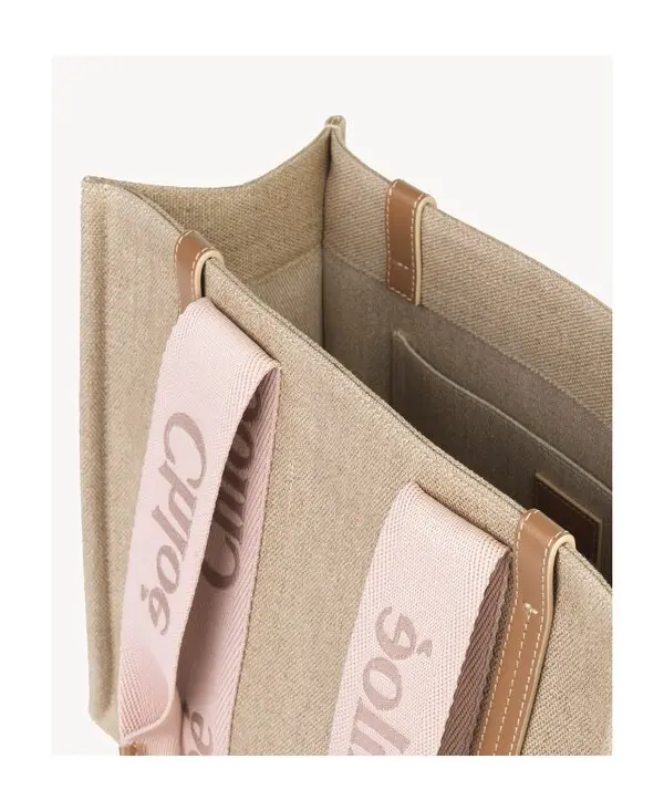 Chloé Woody Medium Tote Bag - Beige