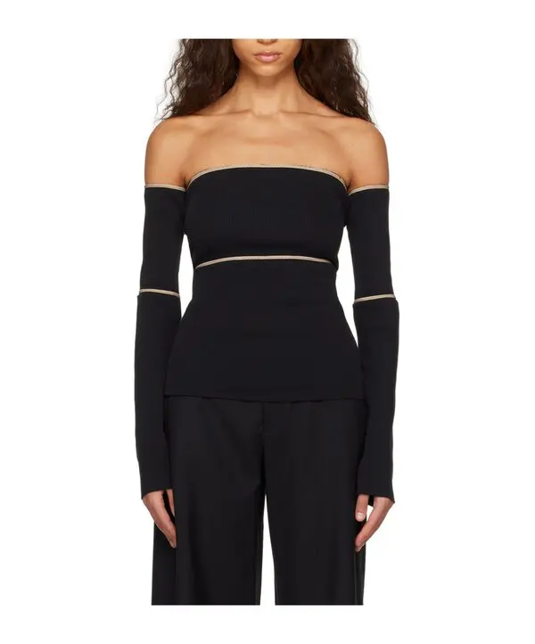 MAISON MARGIELA Off-shoulder Ribbed-knit Top