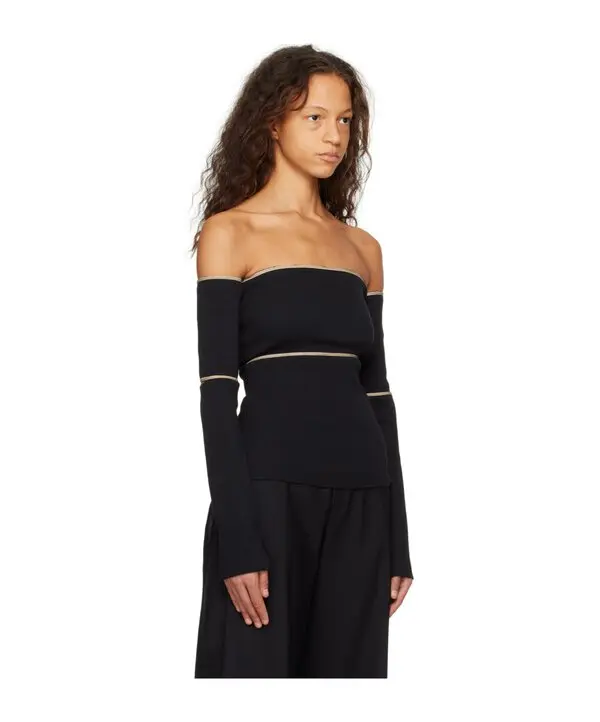 MAISON MARGIELA Off-shoulder Ribbed-knit Top