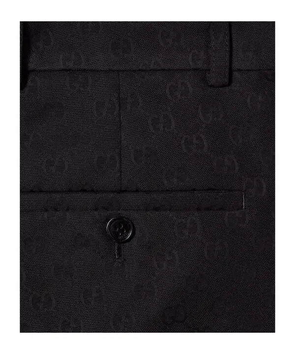 Gucci Gg Cotton Canvas Tailored Trousers