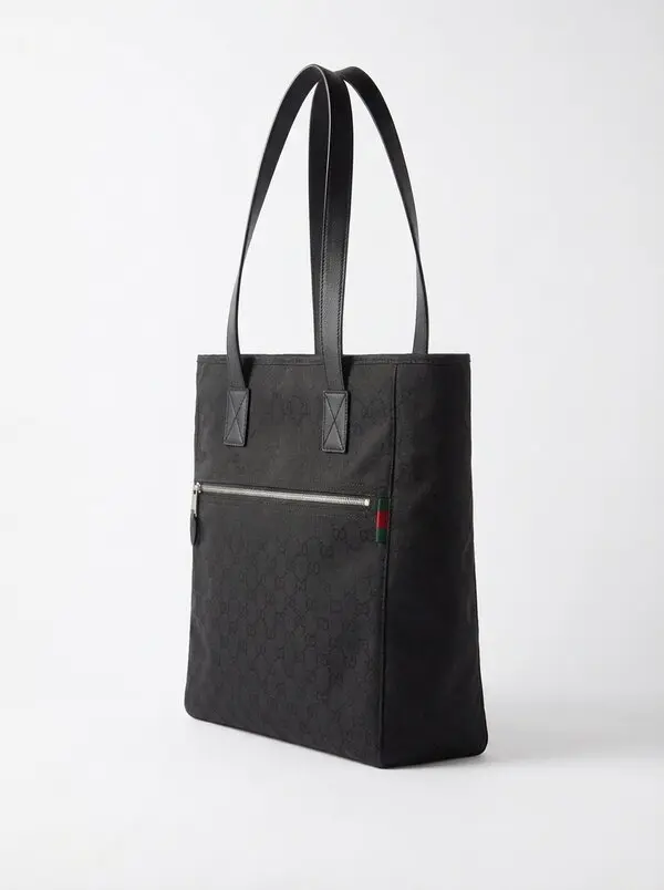 Gucci Monogrammed Tote Bag - Black