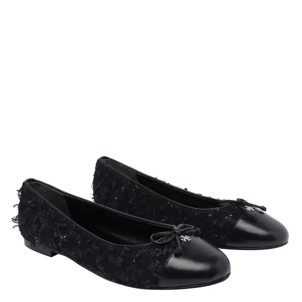 Tory Burch Bow Detailed Cap-toe Ballet Flats