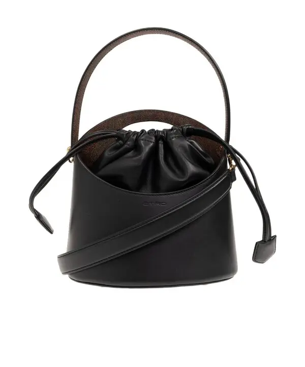 Etro Saturno Medium Drawstring Bucket Bag - Black