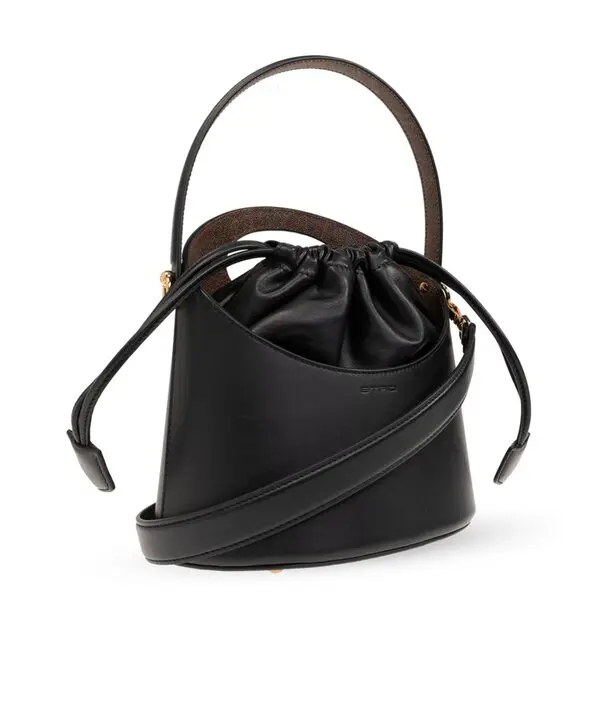 Etro Saturno Medium Drawstring Bucket Bag - Black
