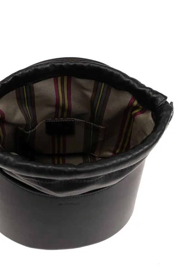 Etro Saturno Medium Drawstring Bucket Bag - Black