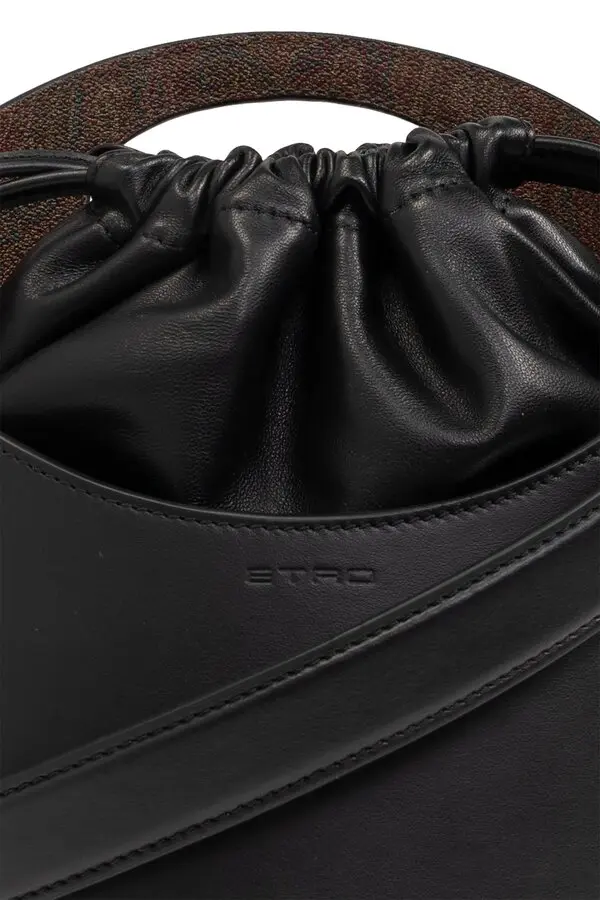 Etro Saturno Medium Drawstring Bucket Bag - Black