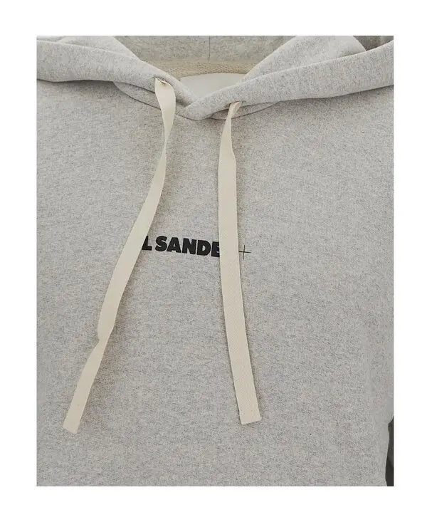 JIL SANDER Logo Printed Drawstring Hoodie - White