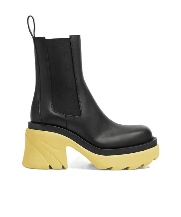 Bottega Veneta Contrast Sole Platform Ankle Boots - Black