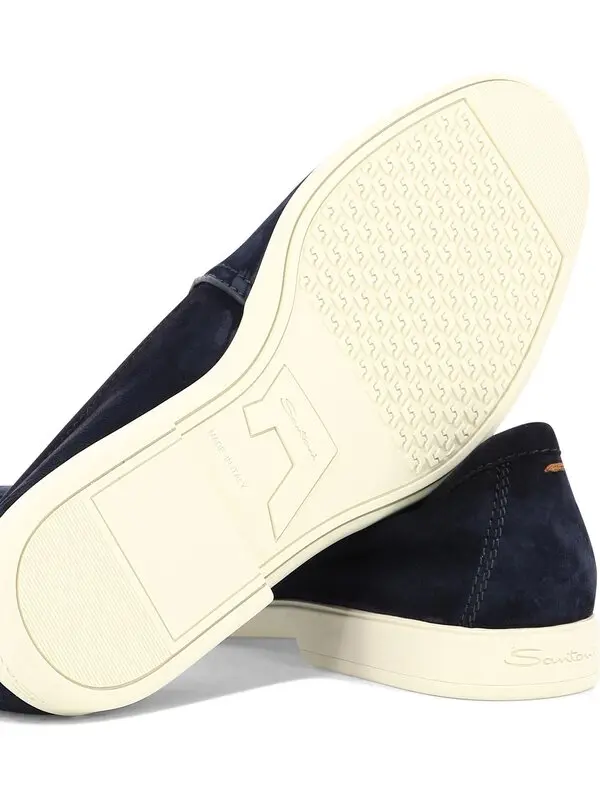 Santoni Malibu Almond Toe Loafers - Black