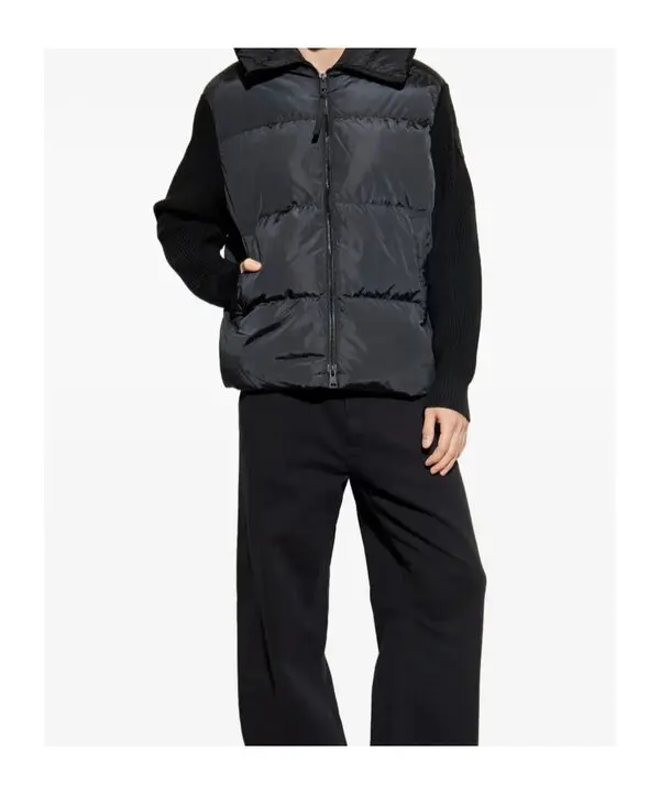 Canada Goose Hybridge Grove Hooded Puffer With Ribbed Knit Sleeves - Black