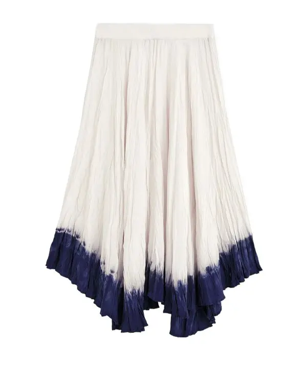 JOSEPH Crinkled Midi Skirt - Ivory/navy Blue