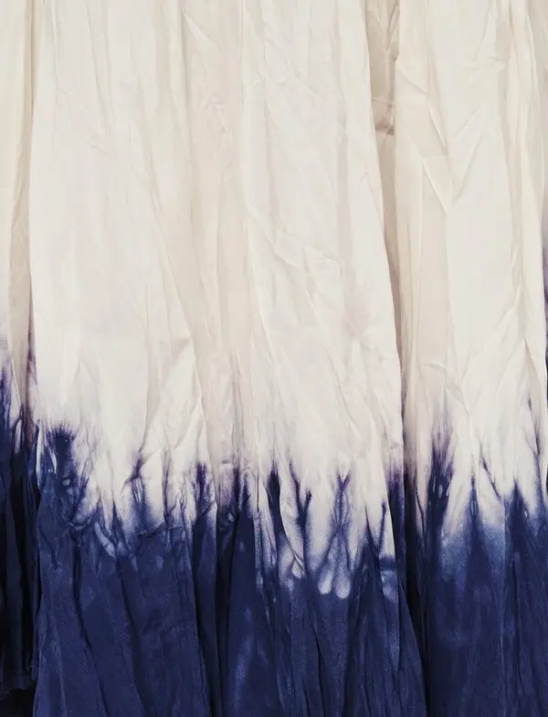 JOSEPH Crinkled Midi Skirt With Tie-dye Hem - Ivory/navy
