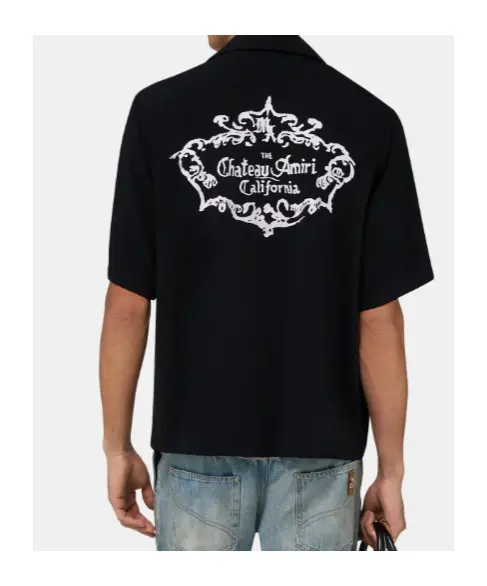 Amiri Chateau Crest Camp Bowling Shirt - Black
