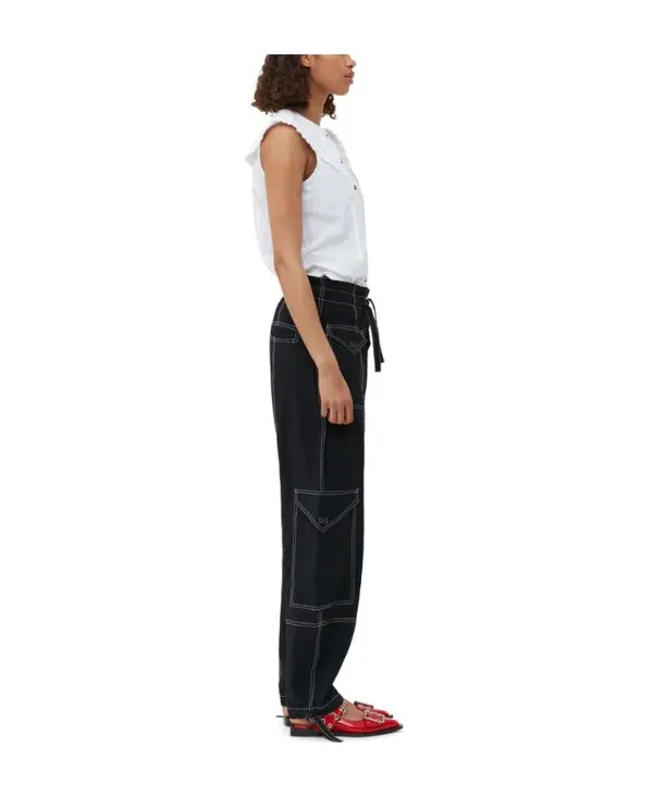 GANNI Cargo Trousers With Contrast Stitching