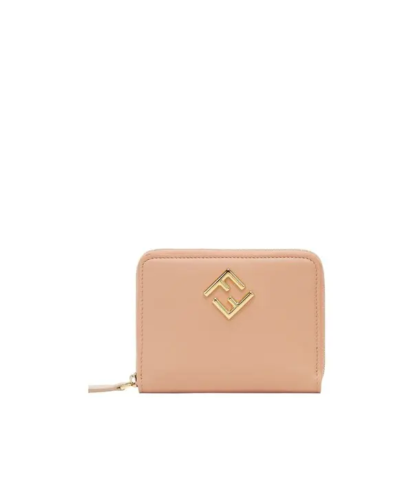 Fendi Ff Diamonds Zip Around Medium Wallet - Pink
