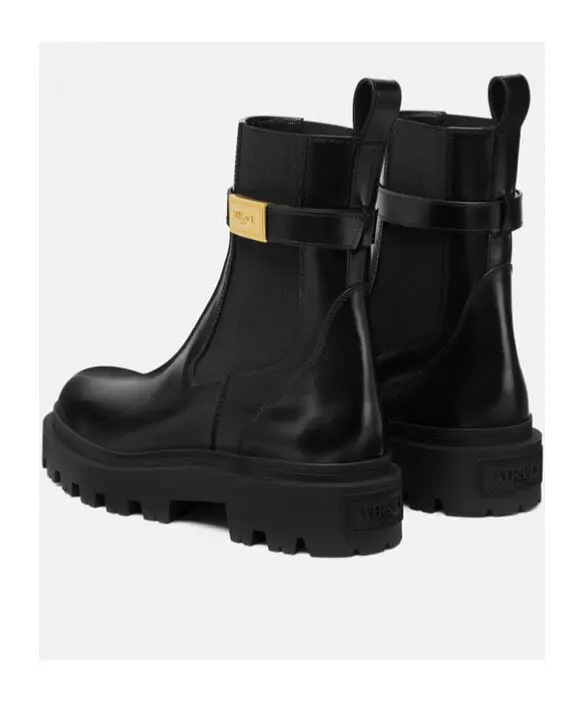 Versace Leather Slip-on Ankle Boots