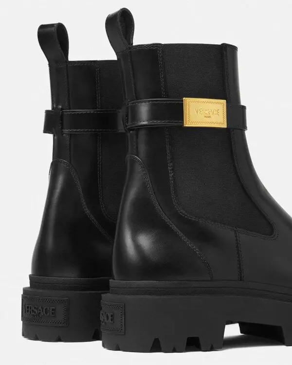 Versace Leather Slip-on Ankle Boots