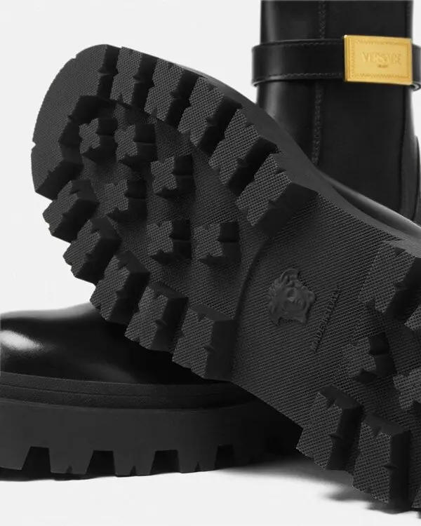 Versace Leather Slip-on Ankle Boots