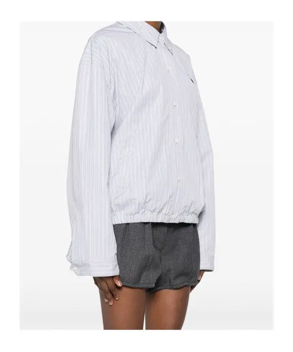 Miu Miu Logo-embroidered Striped Shirt Jacket