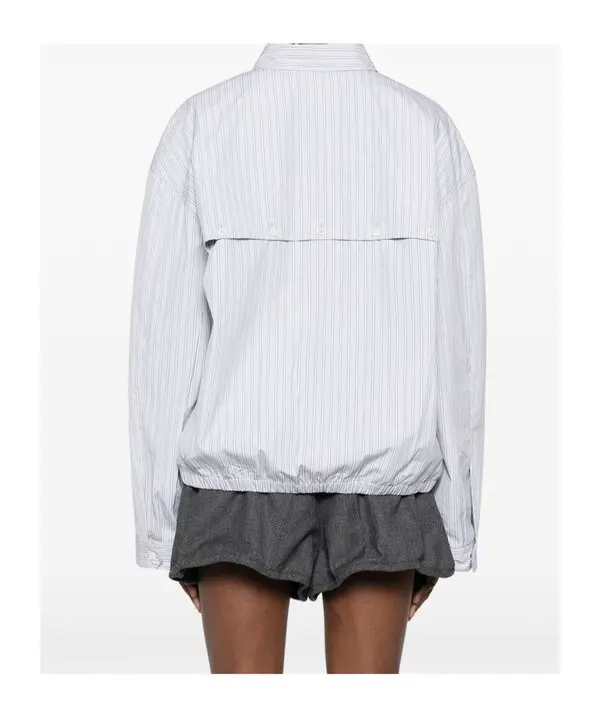 Miu Miu Logo-embroidered Striped Shirt Jacket