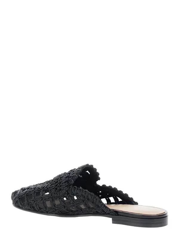 TWINSET Woven Openwork Flat Mules