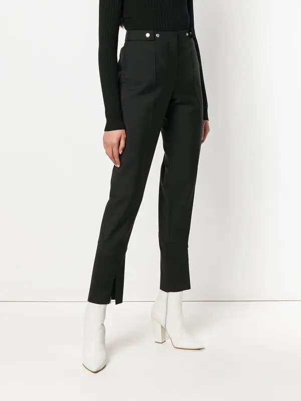 Givenchy High-waisted Tailored Trousers With Front Slit And Horn Trouser Leg