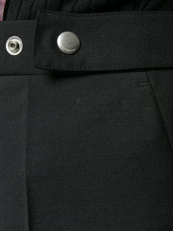 Givenchy High-waisted Tailored Trousers With Front Slit And Horn Trouser Leg