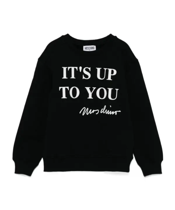 Moschino Slogan Print Crewneck Sweatshirt - Black