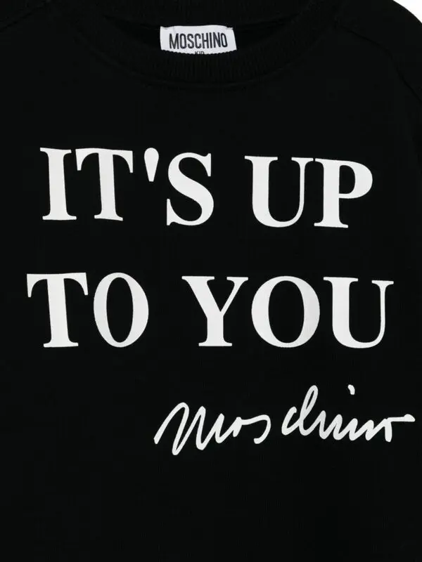 Moschino Slogan Print Crewneck Sweatshirt - Black
