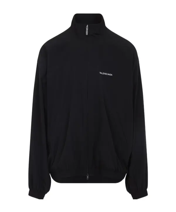 Balenciaga High Neck Zip-up Jacket - Black