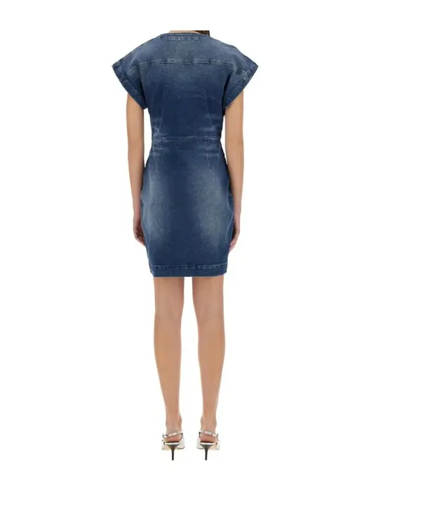 Moschino V-neck Button-up Denim Dress