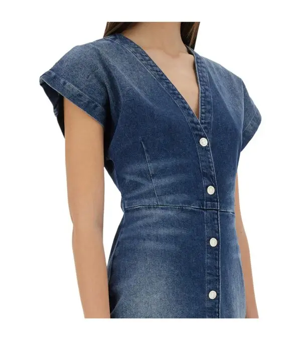 Moschino V-neck Button-up Denim Dress
