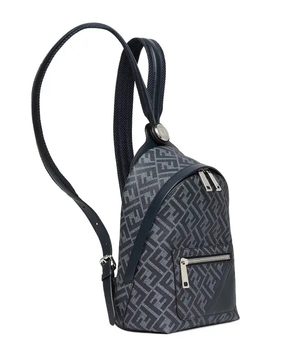 Fendi Small Diagonal Backpack In Ff Canvas And Leather