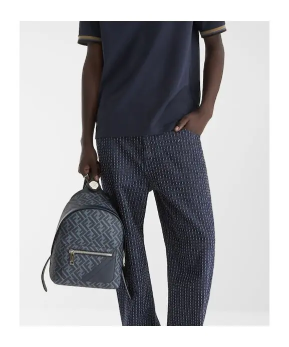 Fendi Small Diagonal Backpack In Ff Canvas And Leather