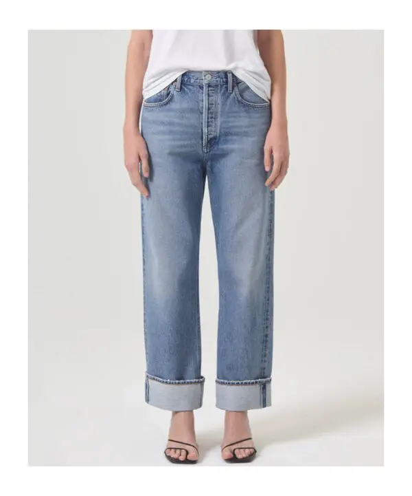 AGOLDE Fran Buttoned Straight-leg Jeans - Blue