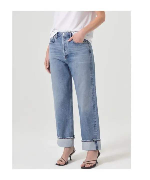 AGOLDE Fran Buttoned Straight-leg Jeans - Blue